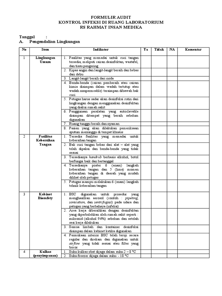 Form Audit Laboratorium | PDF