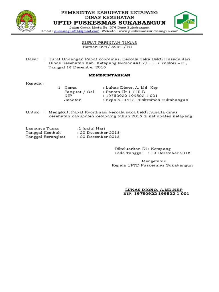 Surat Perintah Tugas | PDF