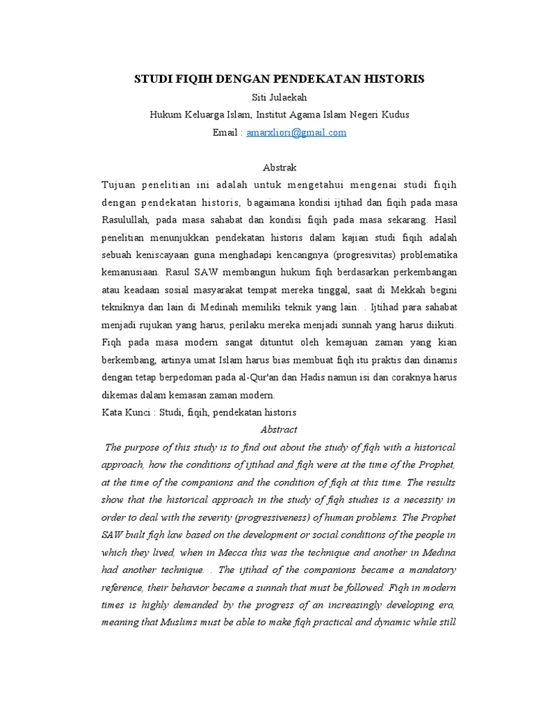Studi Fikih Dengan Pendekatan Historis | PDF