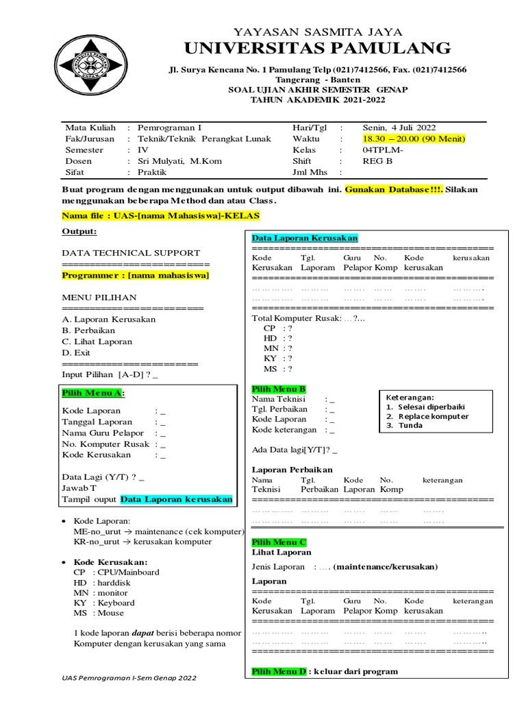 Soal Uas Pemrograman 1 | PDF