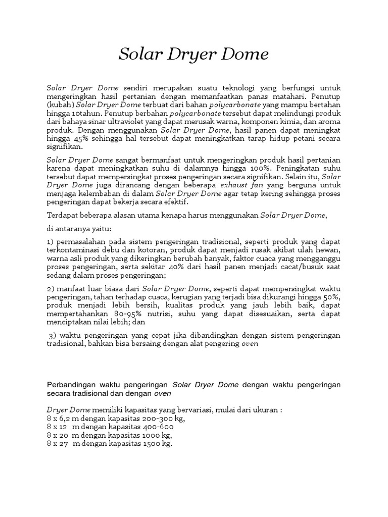 Solar Dryer Dome | PDF