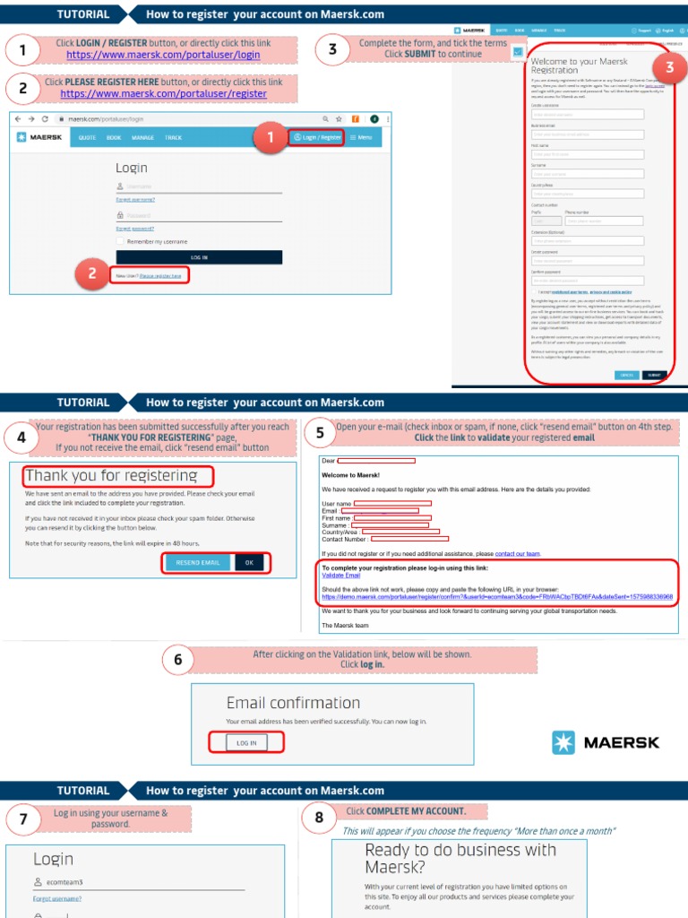 Maersk Account Registration Guide | PDF | Finance & Money Management