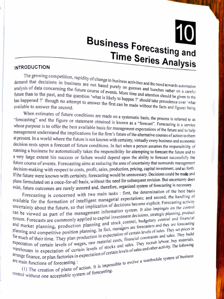 Business Forecasting And Time Series Analysis Pdf Forecasting