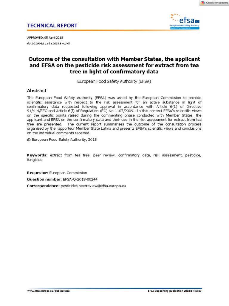 EFSA Supporting Publications - 2018 - Outcome of The Consultation With ...