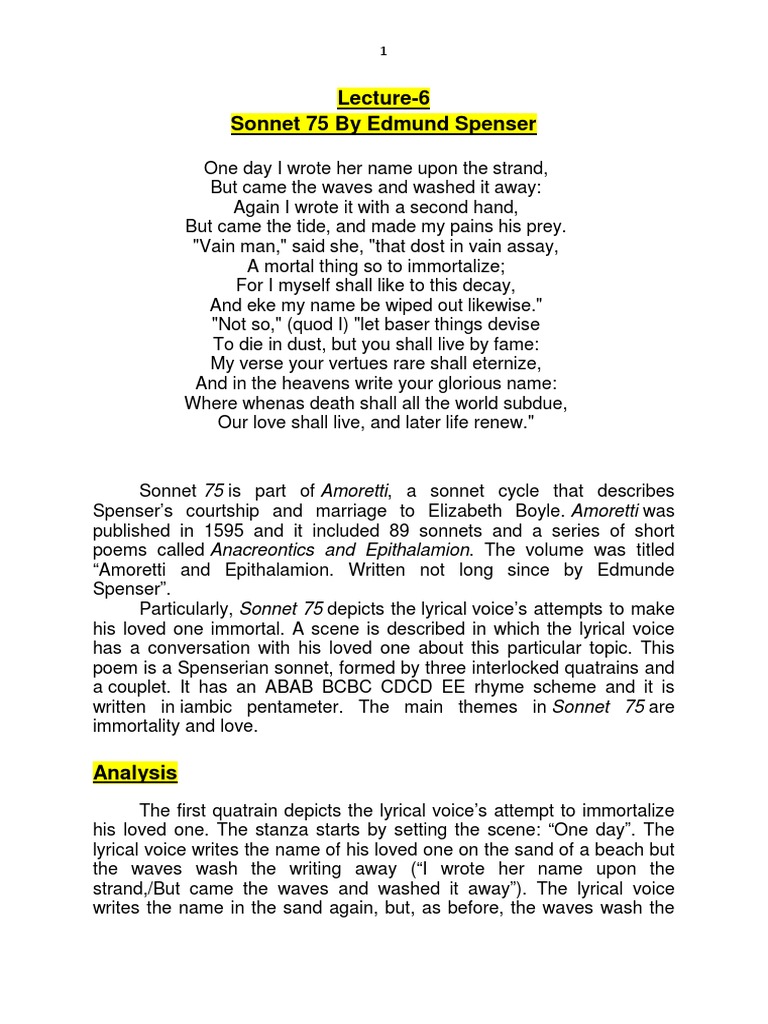 Lec-6 - SONNET 75 &79 | PDF | Poetry | Sonnets