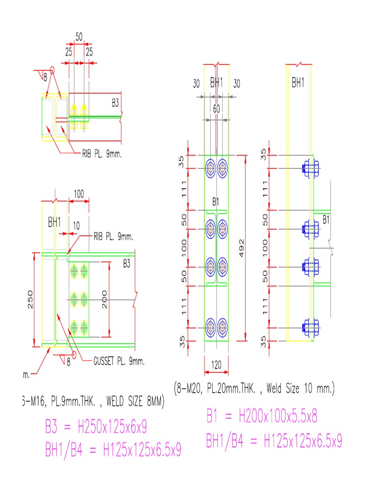Structural Steel Connections (DWG) - Model | PDF