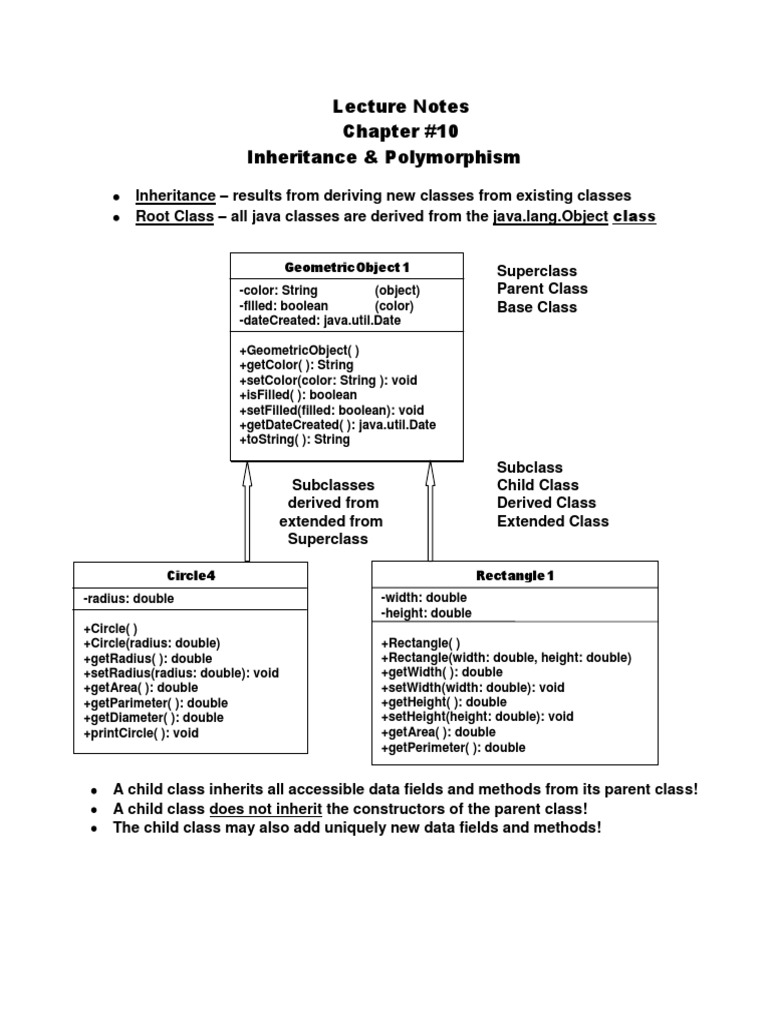 Lecture Notes Chapter 10 Inheritance And Polymorphism Pdf Inheritance Object Oriented