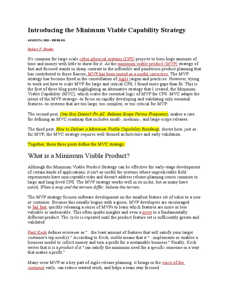 Introducing The Minimum Viable Capability Strategy | PDF | Small ...