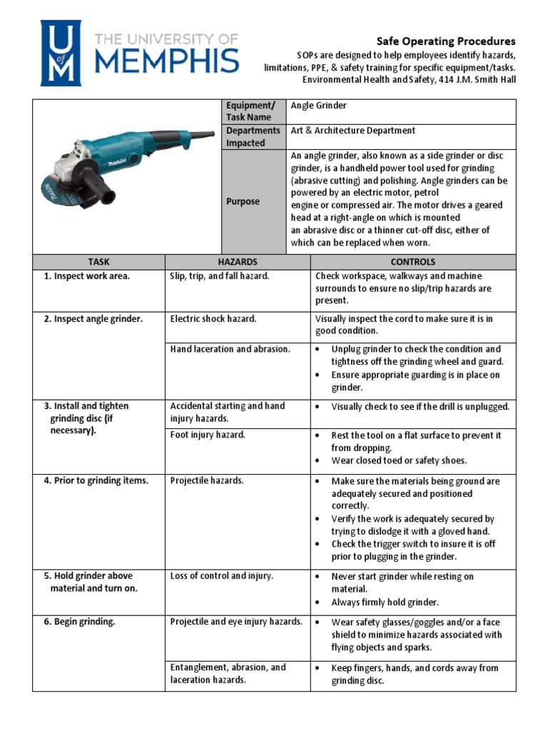 Angle Grinder Sop | Download Free PDF | Personal Protective Equipment ...