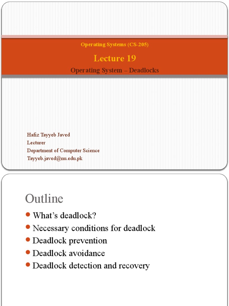 Lec 19 OS Deadlocks | PDF | Operating System | Operating System Technology