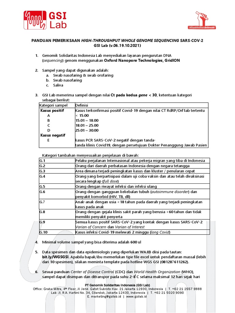 Panduan WGS GSI Lab v.06 | PDF | Sains & Matematika