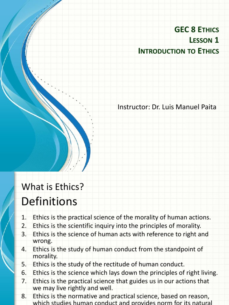 GEC 8 Lesson 1 Introduction To Ethics | PDF | Morality | Science