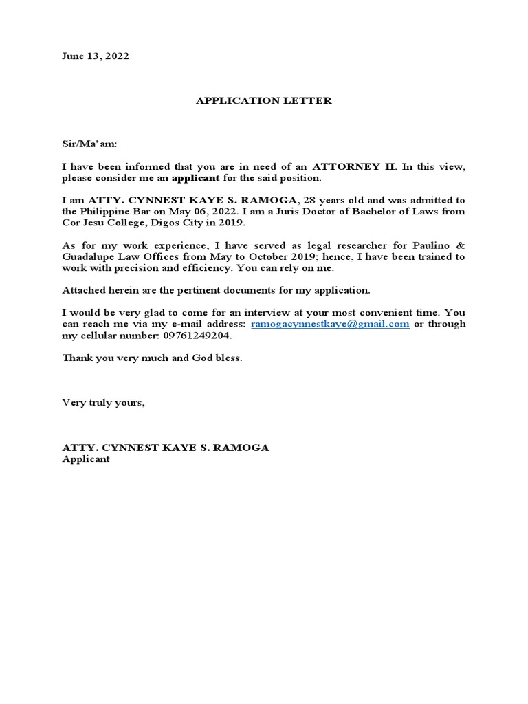 Application for Attorney II Position | PDF