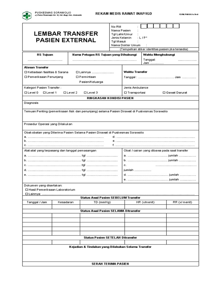 RM Transfer Pasien External | PDF