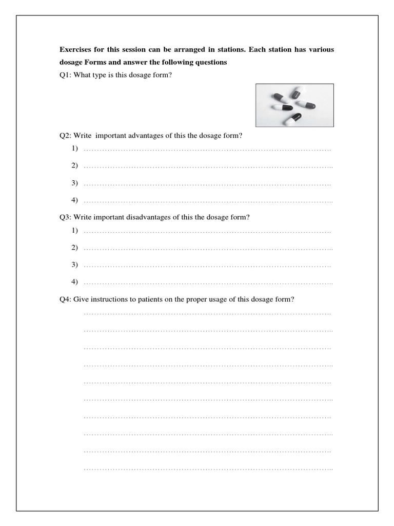 Dosage Form Station Exercises Guide | PDF | Computers