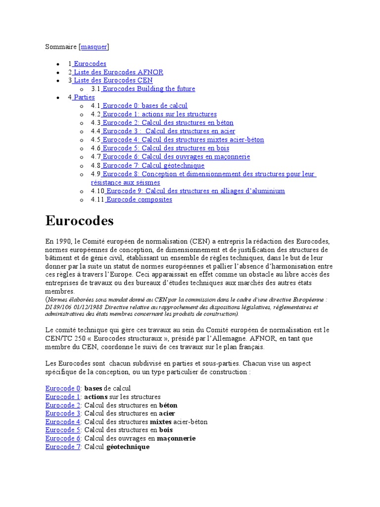 Liste Des Eurocodes Afnor Et Cen | Download Free PDF | Technologie du ...