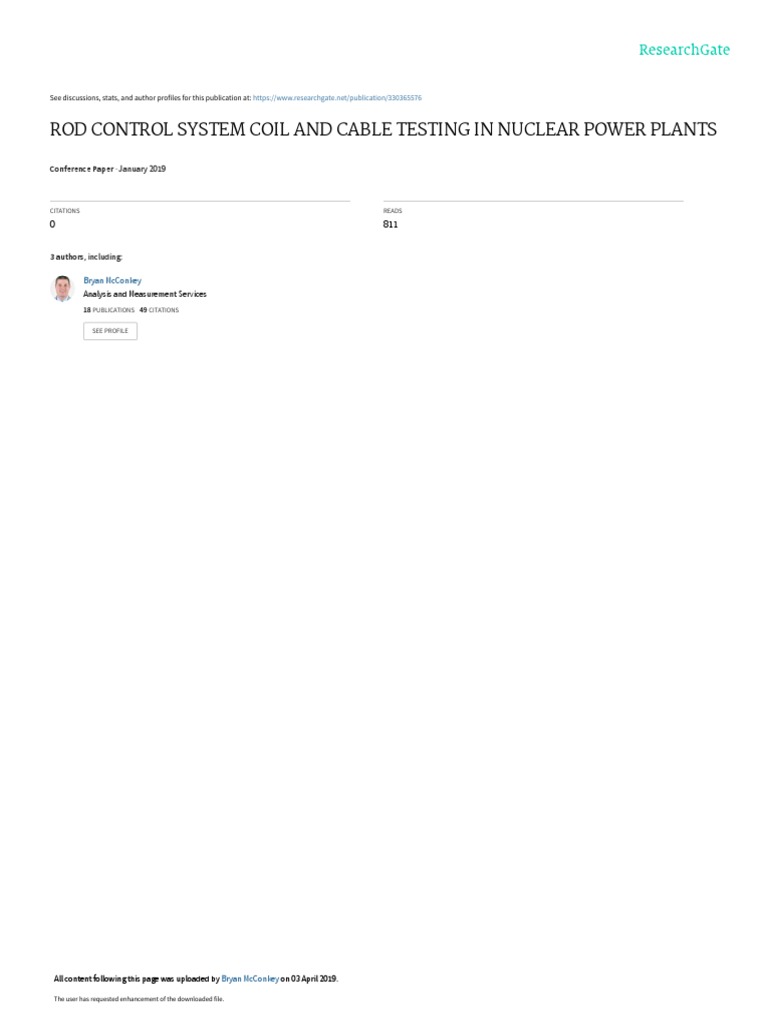 Rod Control System Coil and Cable Testing in Nucle | PDF | Transmission ...