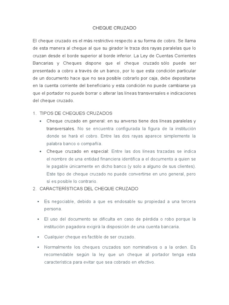 Cheque Cruzado | PDF | Cheque | Bancos