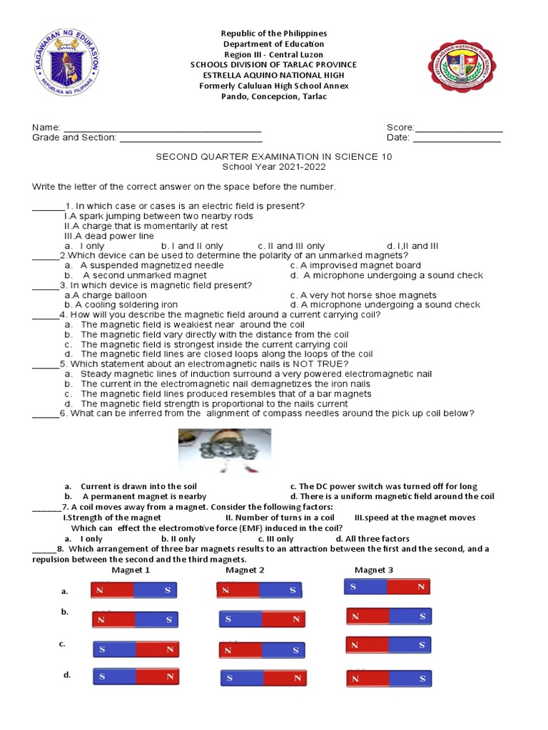 Science Exam | PDF | Electromagnetic Radiation | Magnetic Field