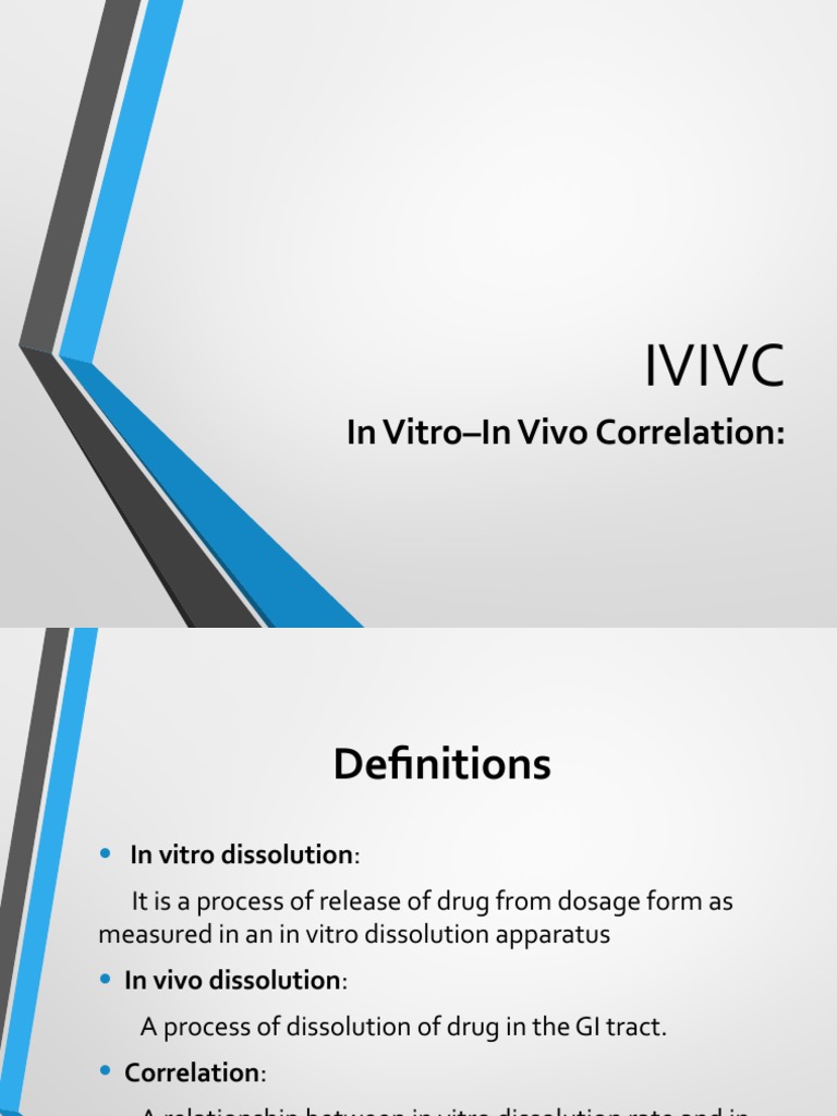 Ivivc: in Vitro-In Vivo Correlation | PDF | In Vitro | Pharmacokinetics