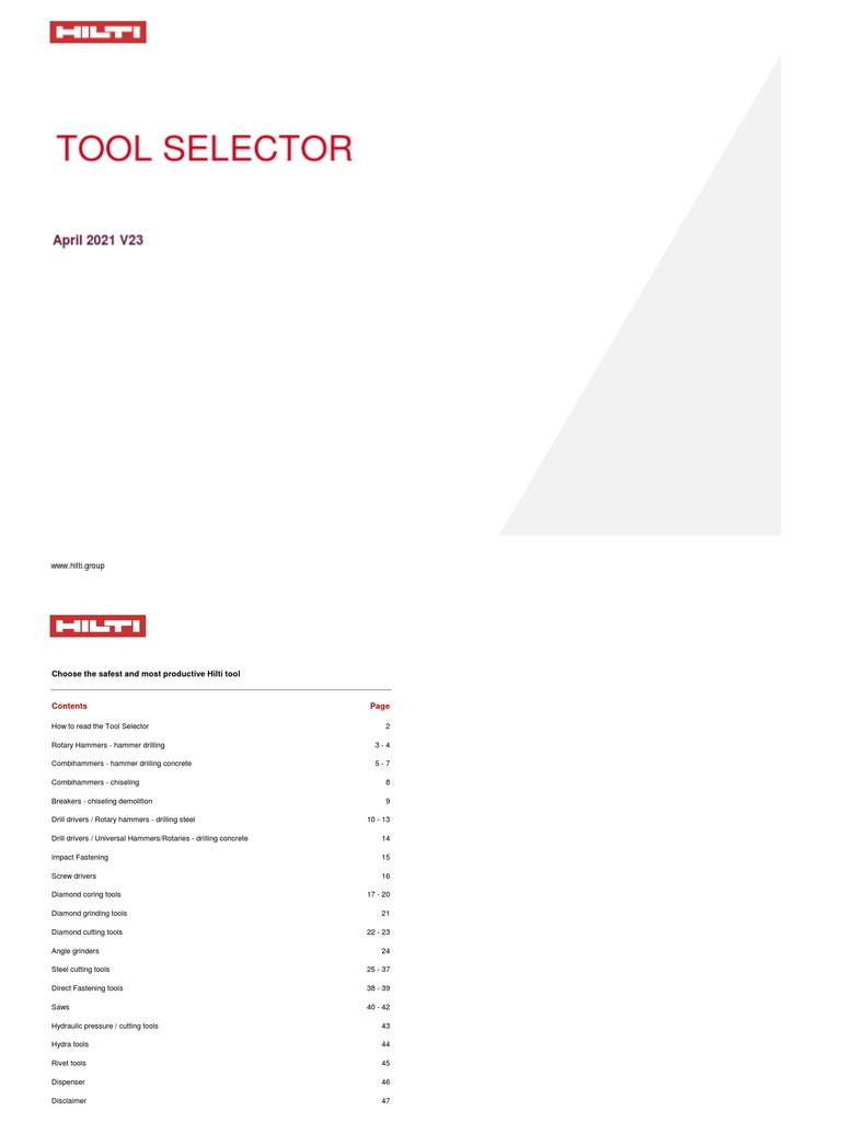 Tool Selector 2021 | PDF | Drilling | Drill
