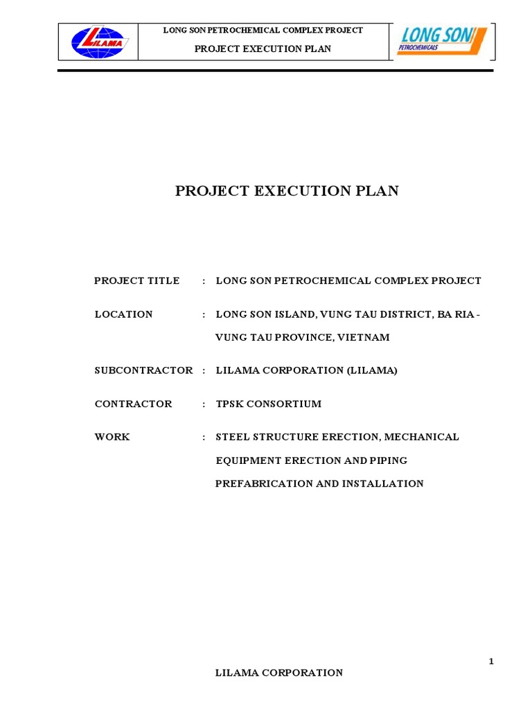 Project Execution Plan For SMP Works (Long Son Project) | PDF | Pipe ...