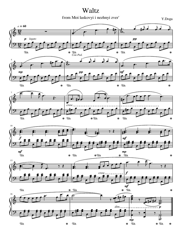 Waltz: From Moi Laskovyi I Nezhnyi Zver' | PDF