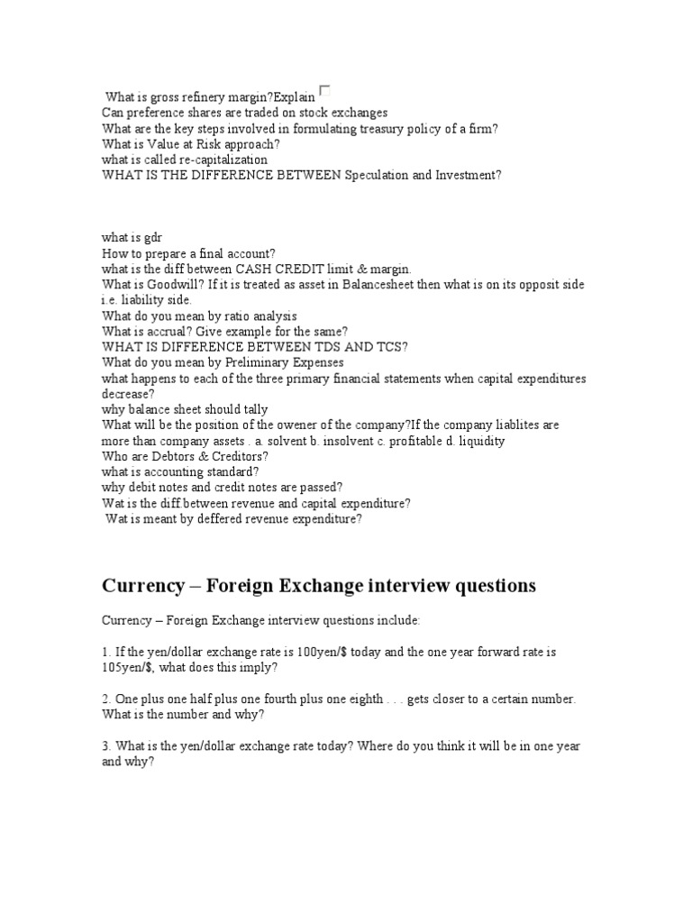 Comprehensive Finance Interview Questions | PDF | Debits And Credits ...