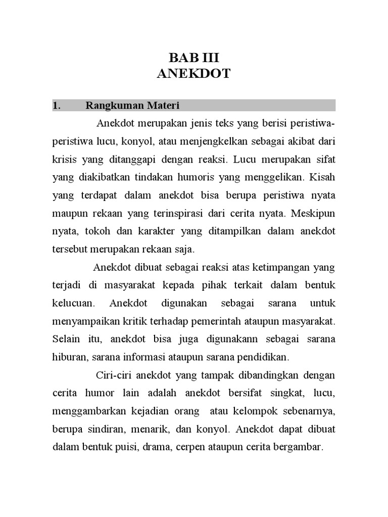 Bab 3 Teks Anekdot | PDF