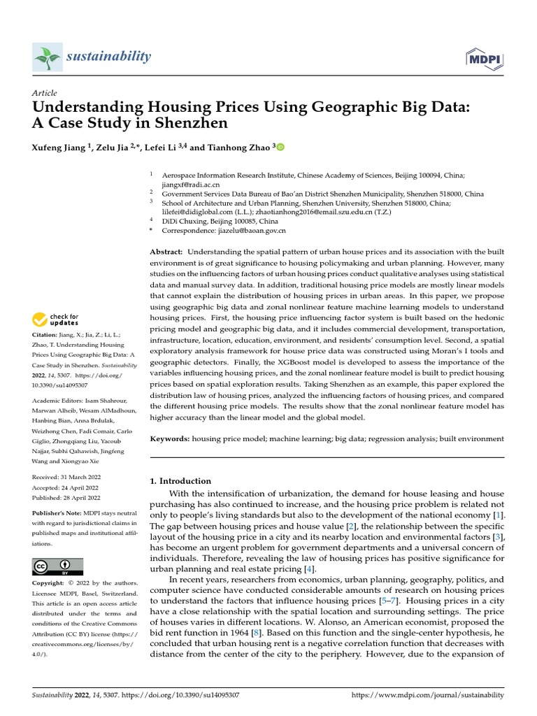 Understanding Housing Prices Using Geographic Big Data: A Case Study in ...