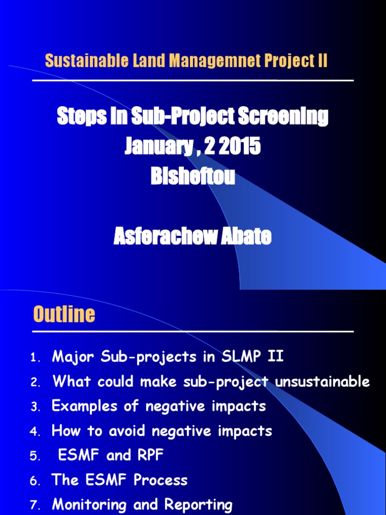 ESMF SLMP II January 1 - 2 ESMF Steps | PDF | Sustainability | Environment