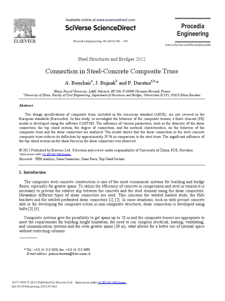 Connection in Steel-Concrete Composite Truss | PDF | Truss | Beam ...
