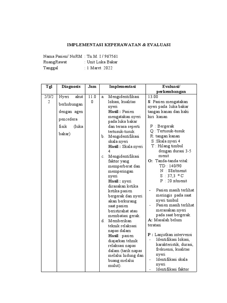 Implementasi Keperawatan Luka Bakar Reski | PDF
