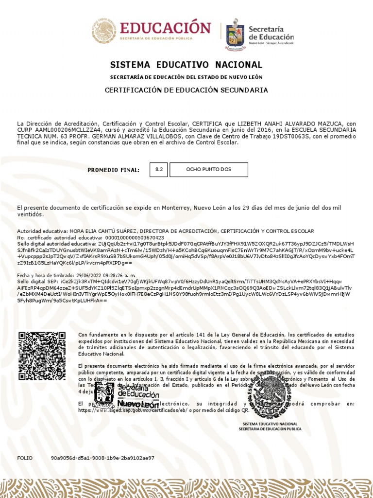 Certificado De Equivalencia De Escuela Secundaria Escuela Secundaria