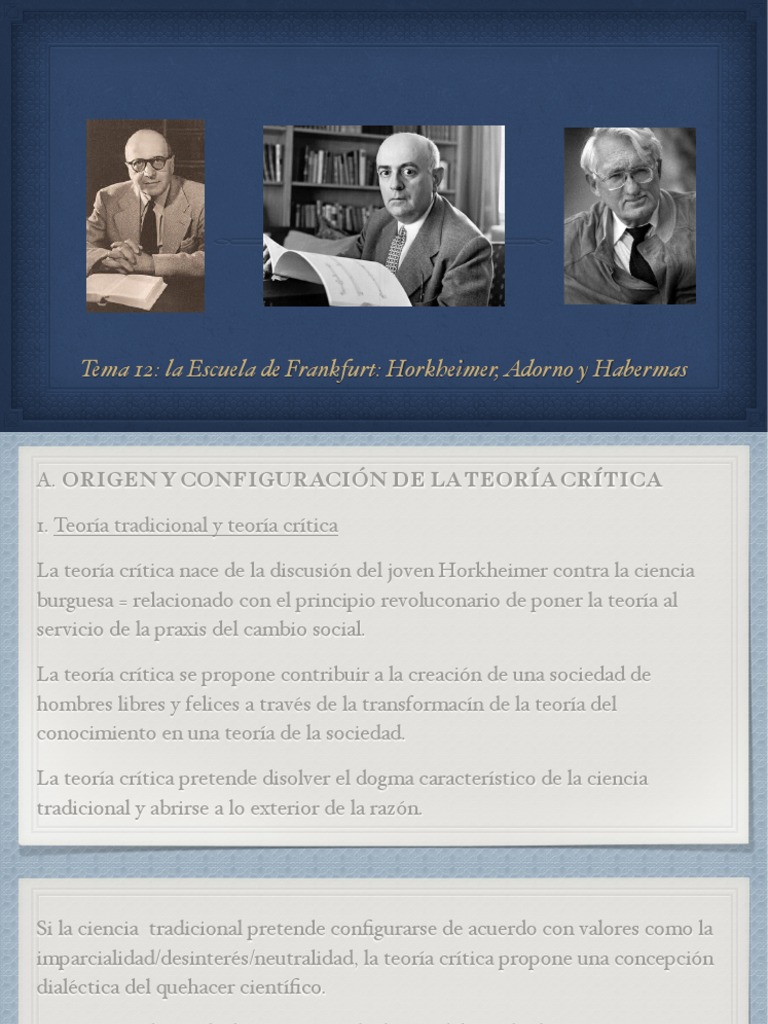 Tema 12 La Escuela de Frankfurt | Download Free PDF | Jürgen Habermas | La teoría crítica
