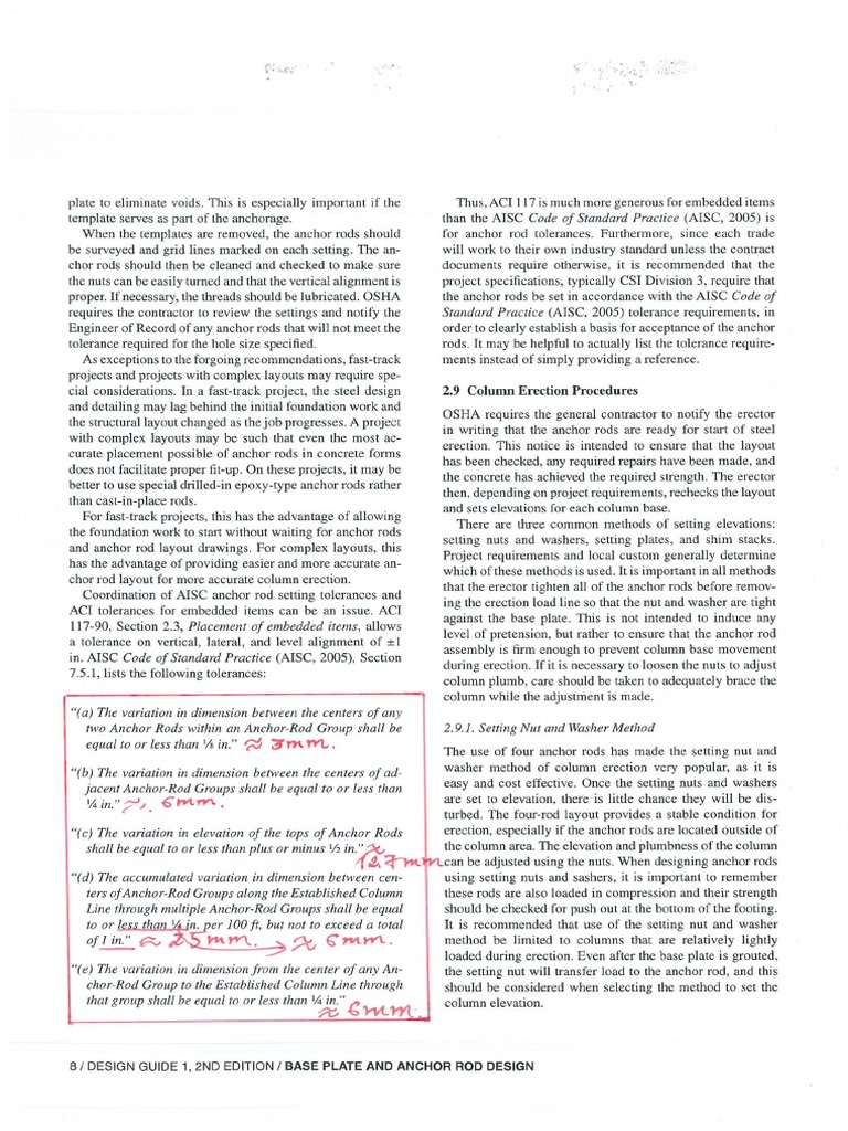 AISC-Anchor Bolt Tolerances | PDF