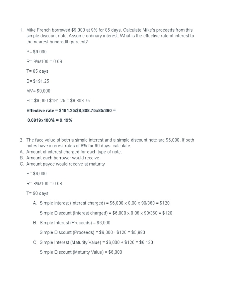 Simple Discount Assignment | PDF | Interest | Discounting