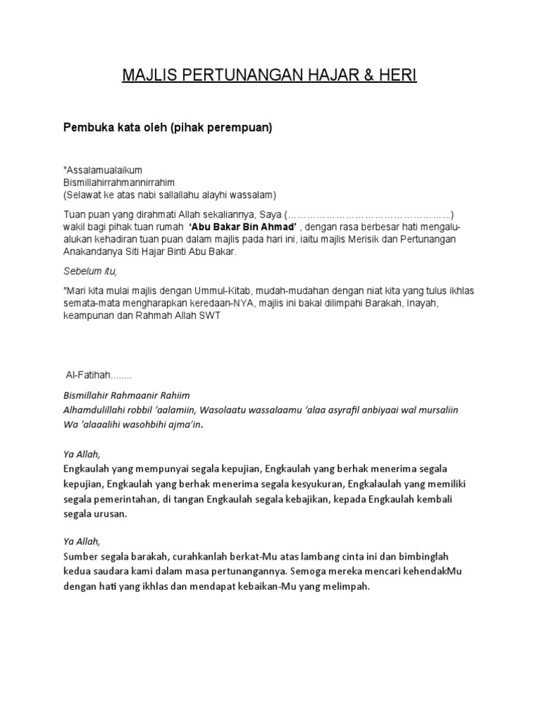 Majlis Pertunangan Hajar dan Heri | PDF