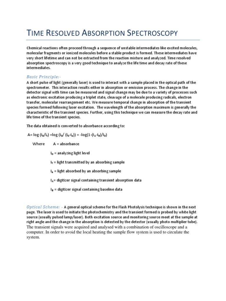 Time-Resolved Absorption Spectroscopy | PDF | Technology & Engineering