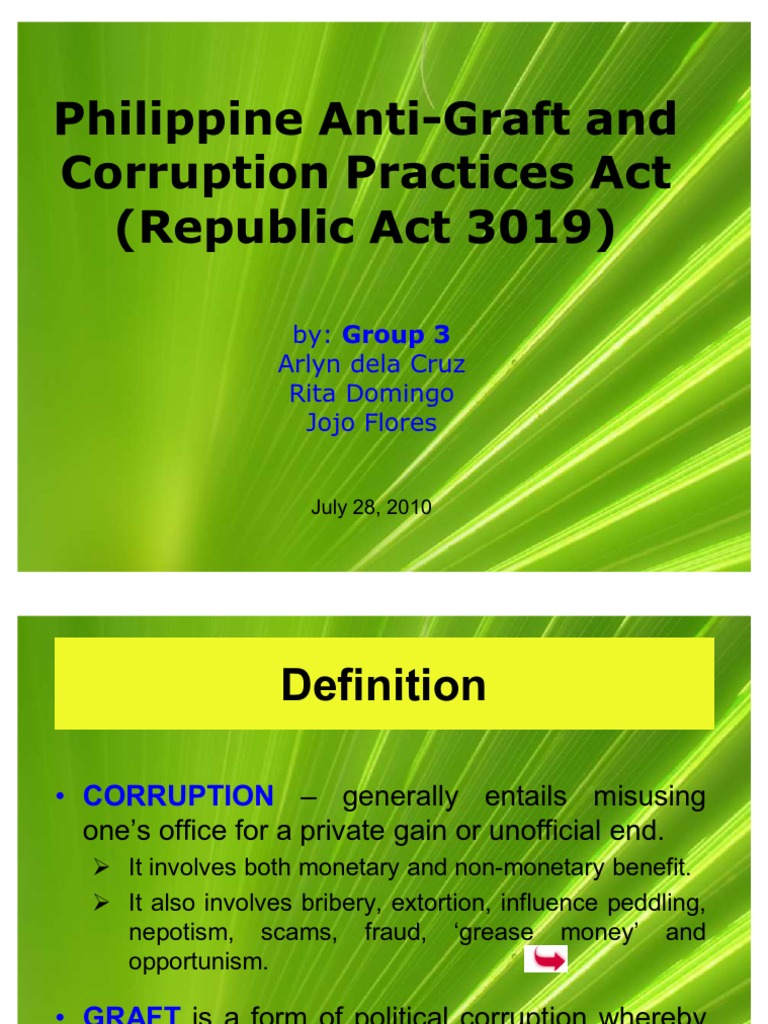 Anti Graft Act | Political Corruption | Corruption