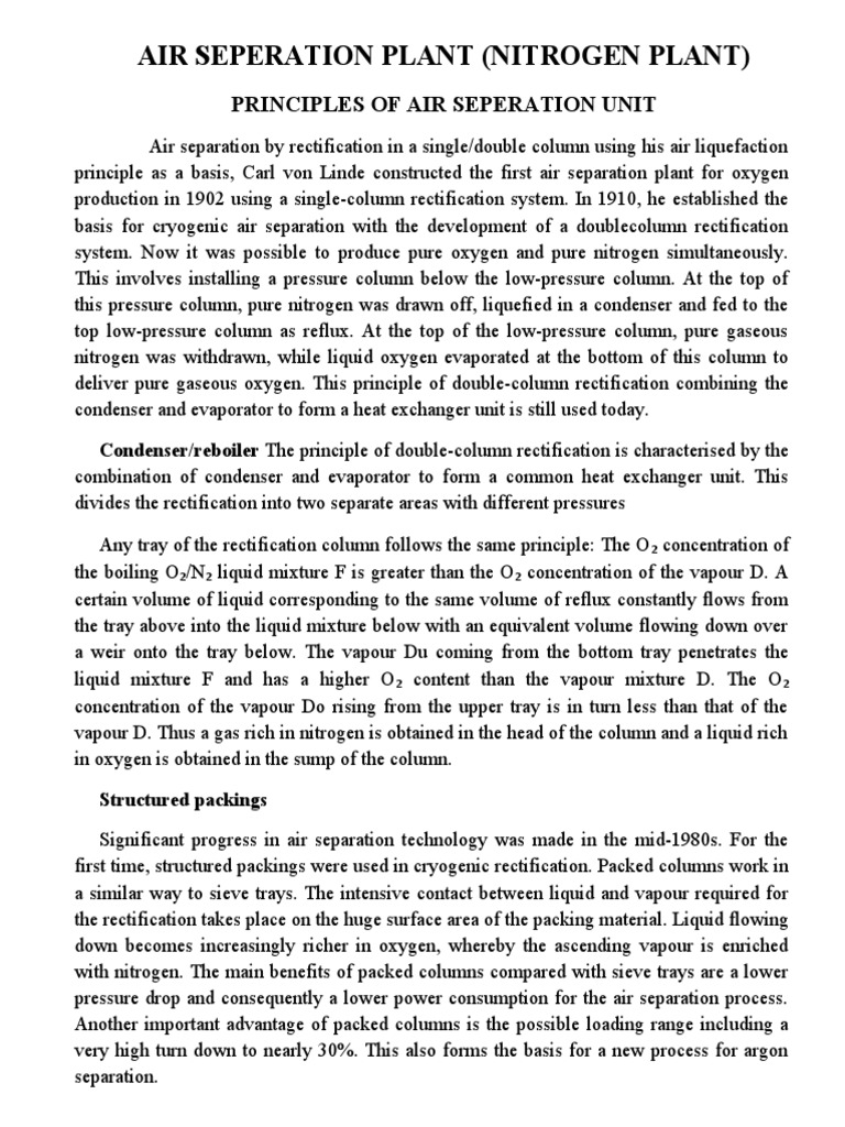 Cryogenic Air Separation Unit Design, Operation, Maintenance and Safety ...