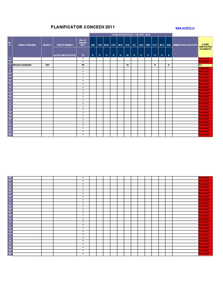 Planificator Concedii 2011: WWW - Rauflorin | PDF