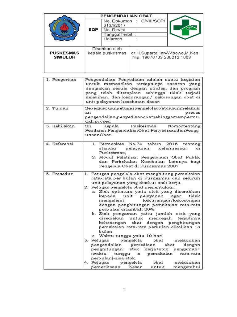 Pengendalian Persediaan Obat Di Puskesmas Pdf