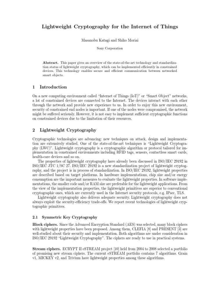 Light Weight Crytography | Descargar gratis PDF | Cryptography | Internet Of Things