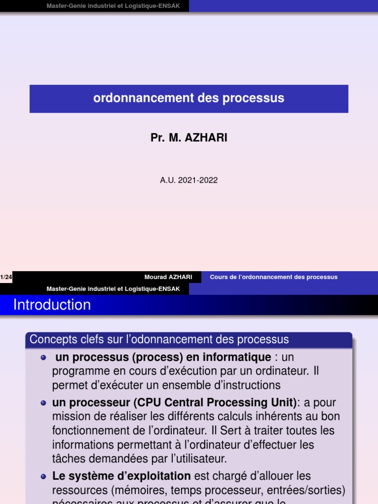 Ordonnancement des processus en informatique | PDF | Processeur ...