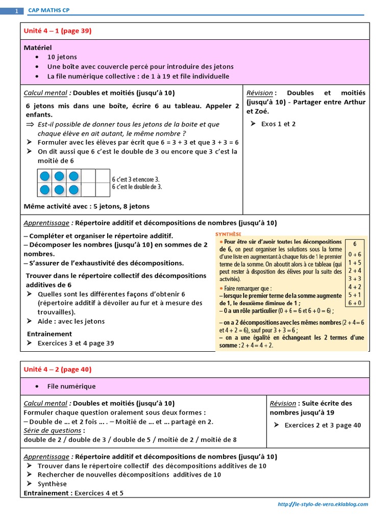 Unite 4 Cap Maths CP 2016 | PDF