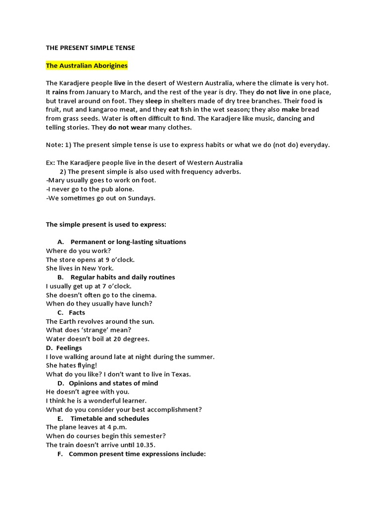 Simple Present and Present Progressive | PDF | Sentence (Linguistics ...