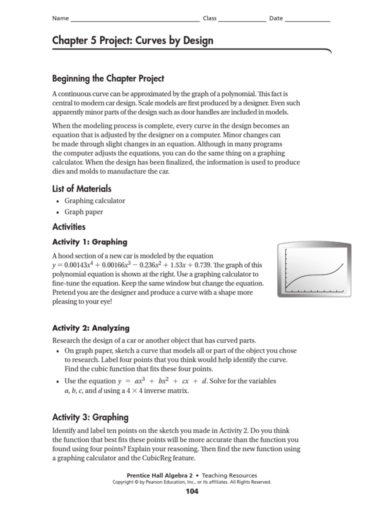 Chapter 5 Project: Curves by Design | PDF | Equations | Curve