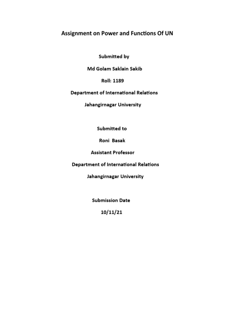 UN Power and Functions Overview | PDF | United Nations | International ...
