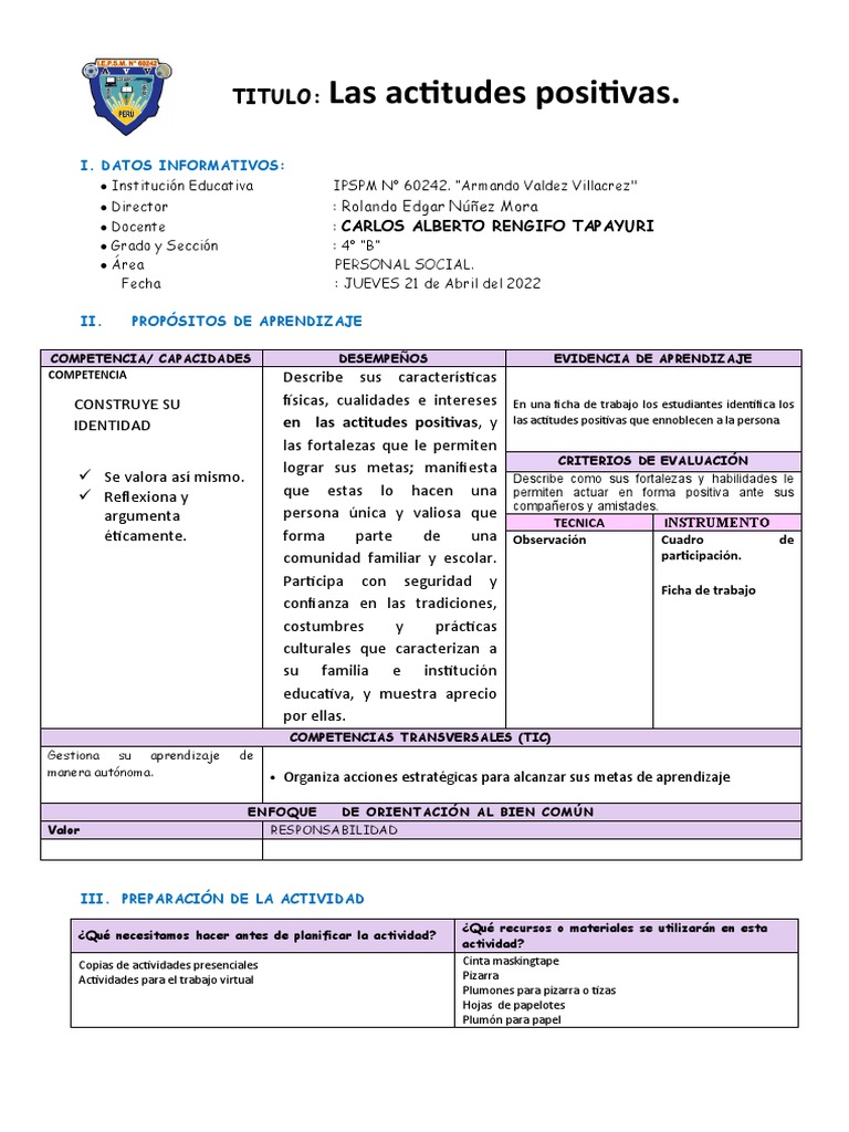 Actitudes Positivas en la Escuela | PDF | Aprendizaje | Comportamiento